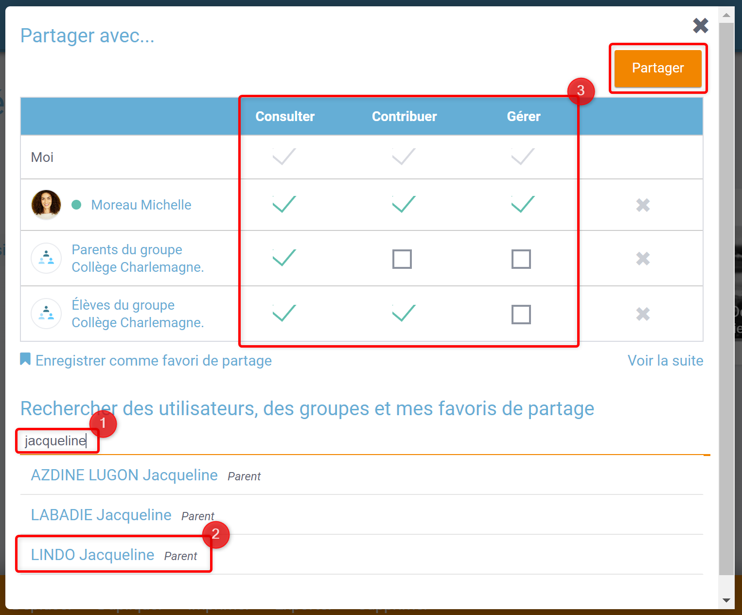 Partager un contenu – Accueil