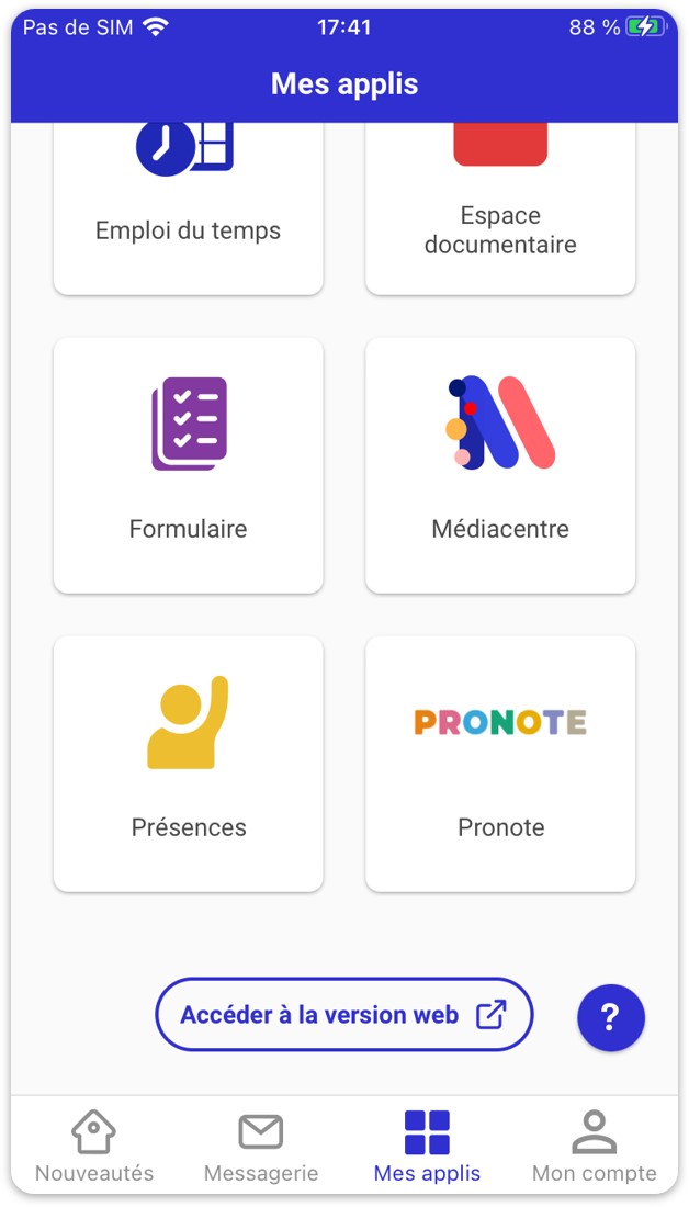 Pronote - Accès - NEO Pocket – Accueil