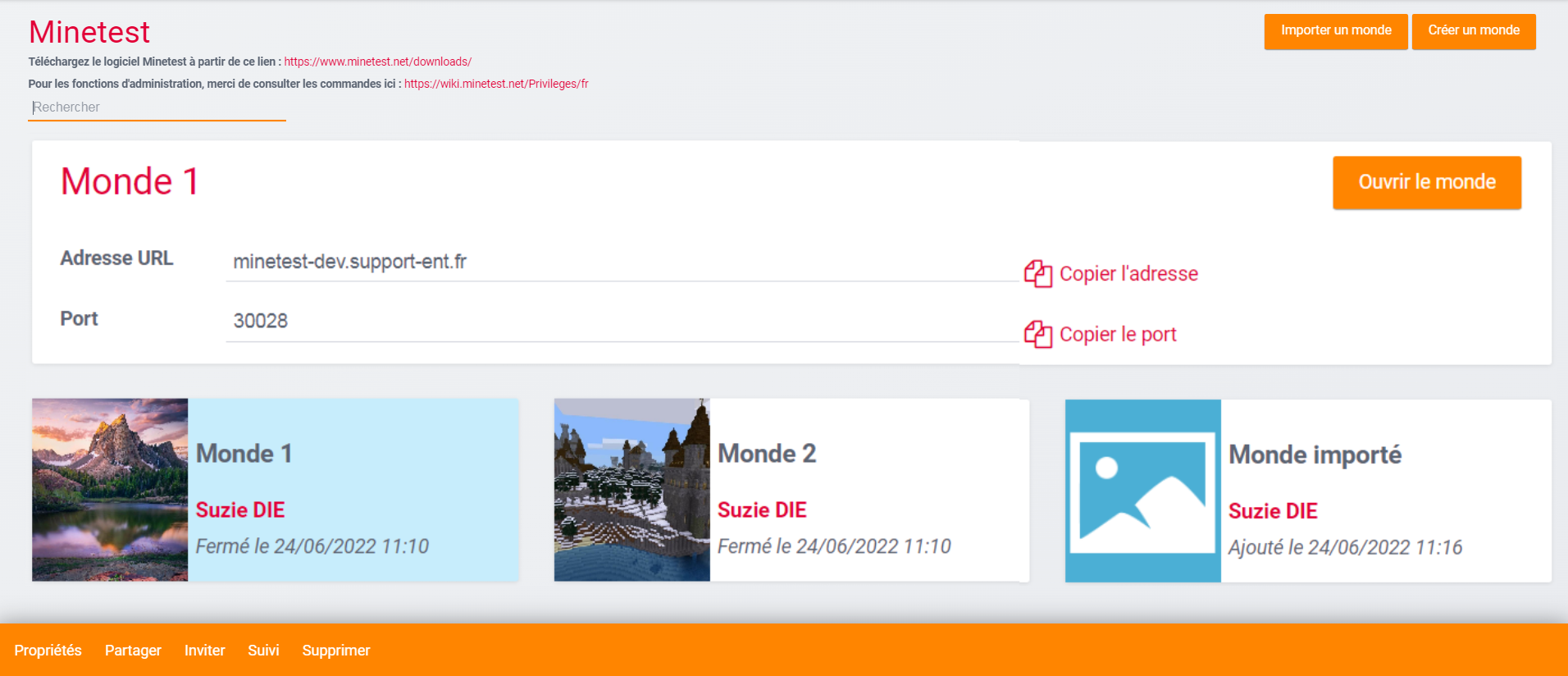 Présentation de Minetest – Accueil