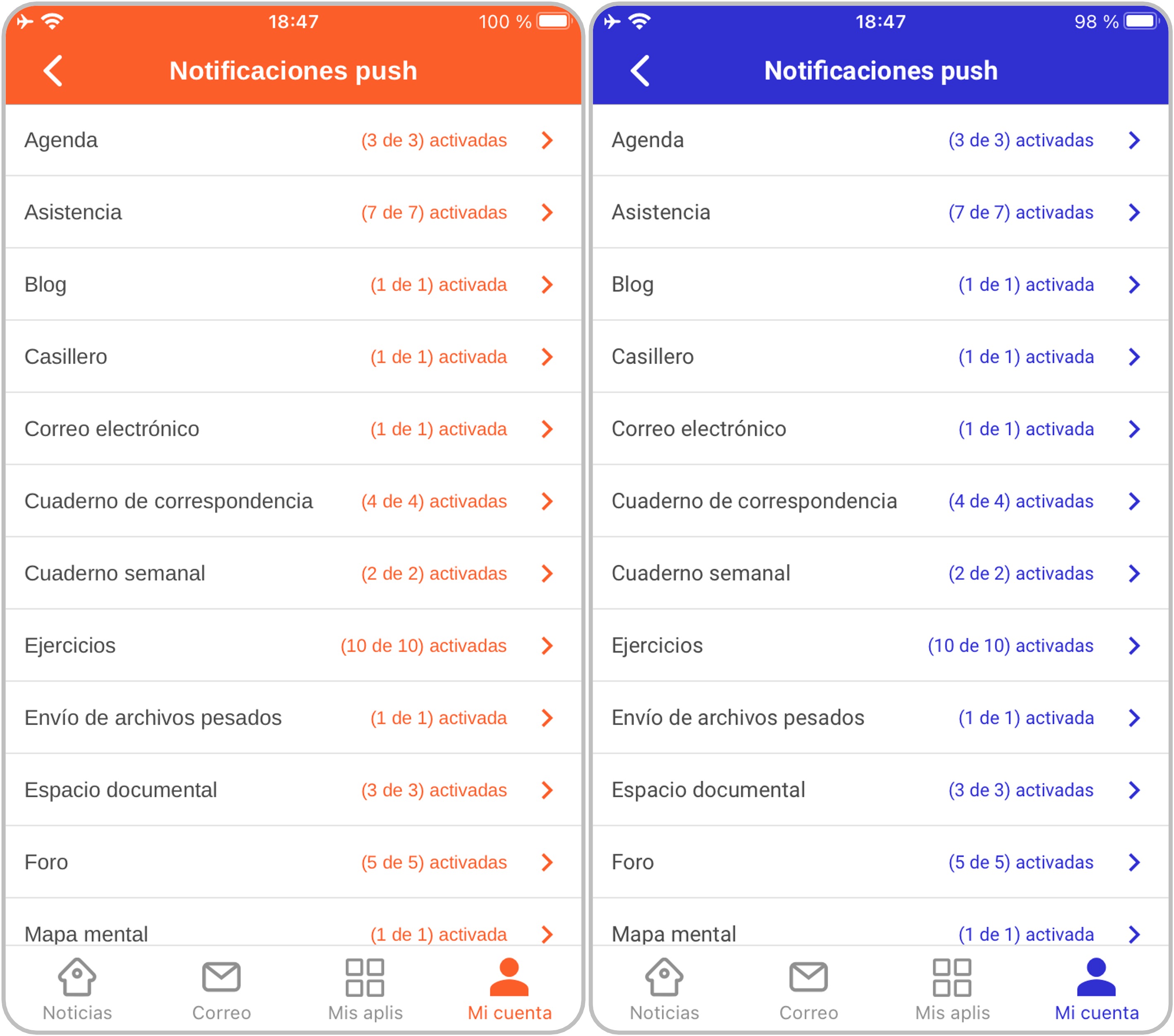 Selección de las aplicaciones que generan una notificación en el ...