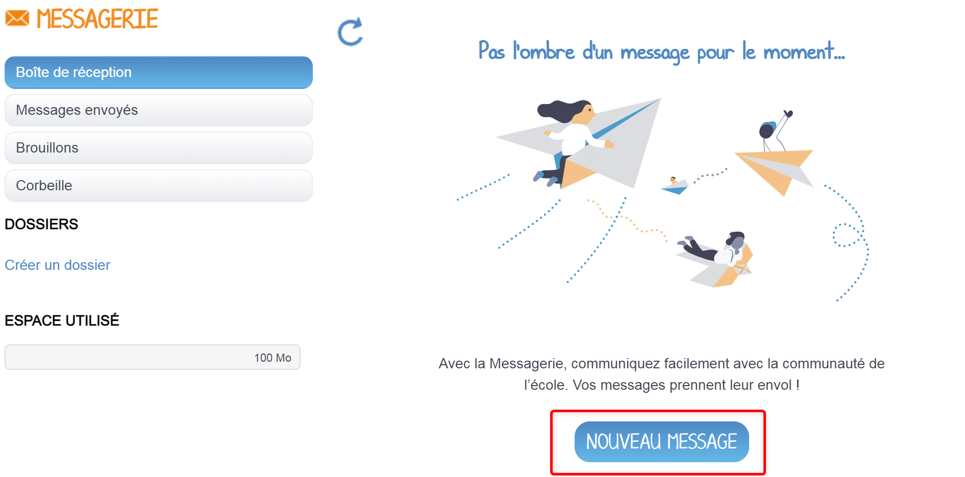 Envoyer un message grâce à la Messagerie – Accueil