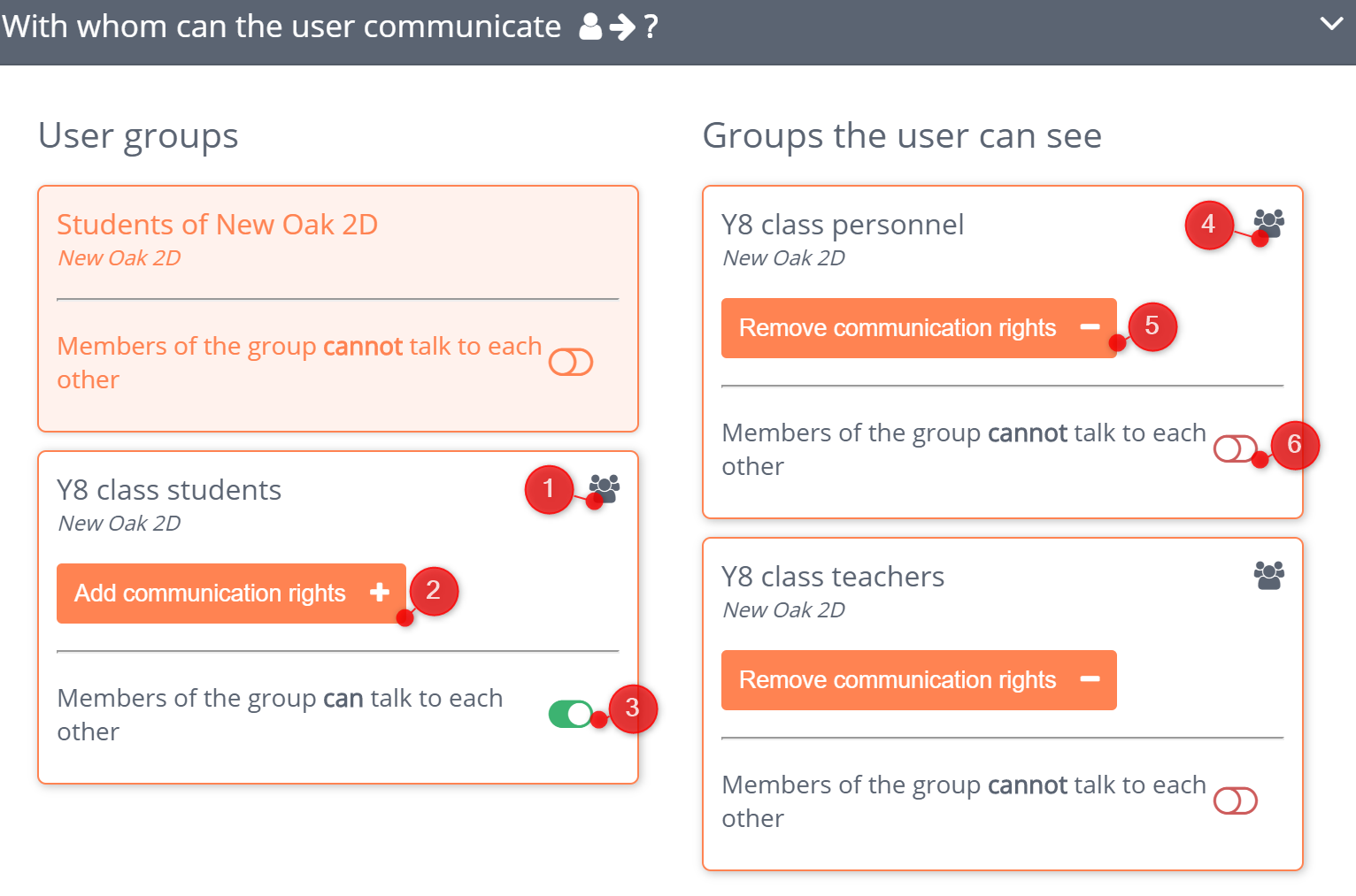 Configuring communication rules through the user file – Help center