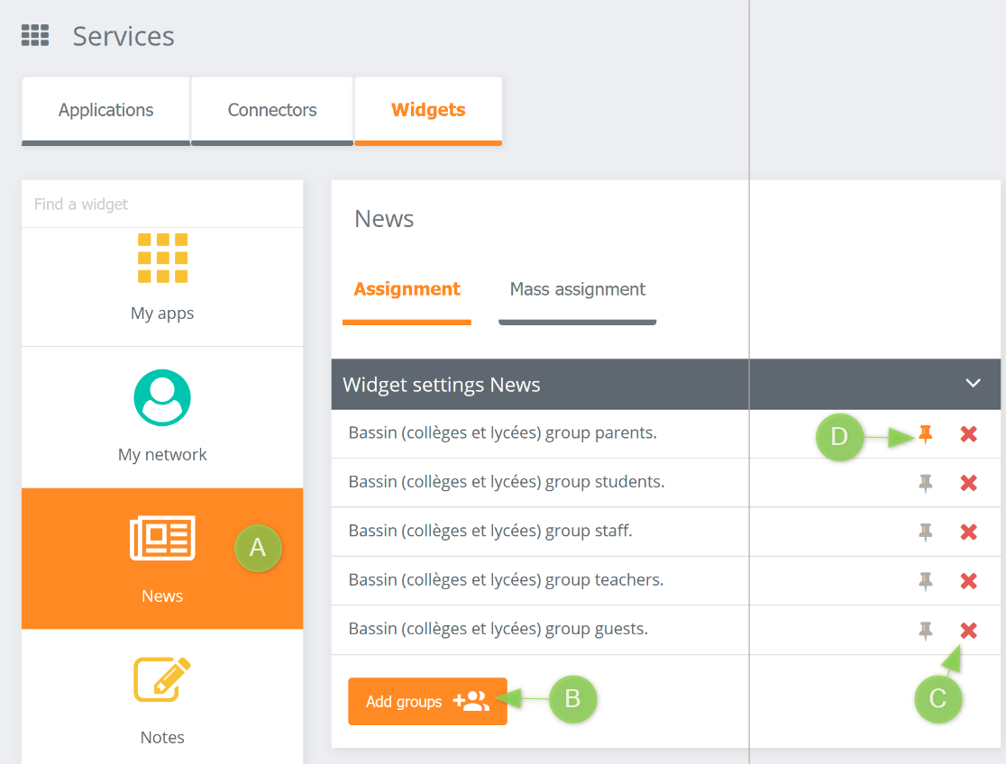 Assign a widget to school users – Help center
